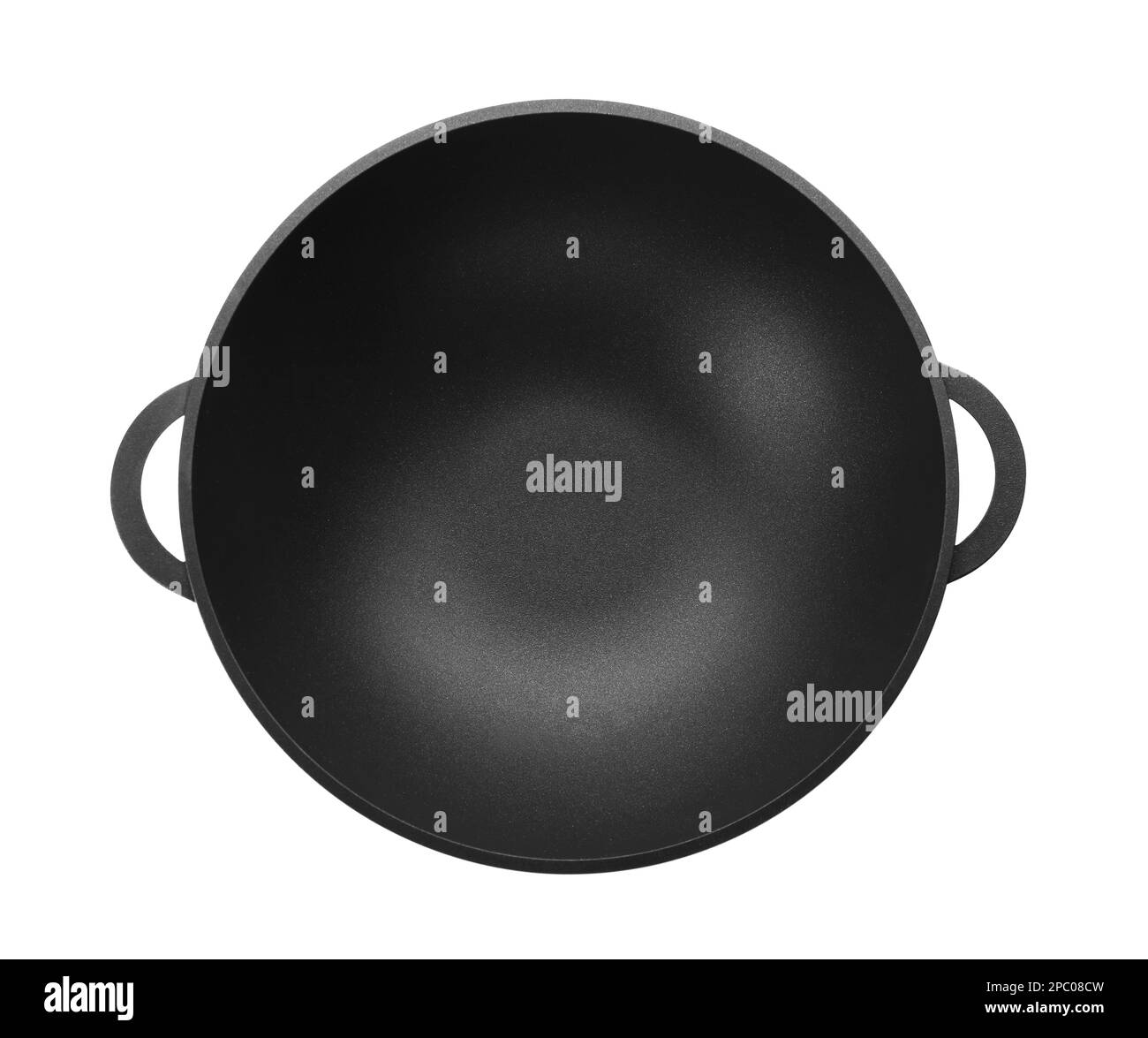 Empty iron wok isolated on white, top view. Chinese cookware Stock ...