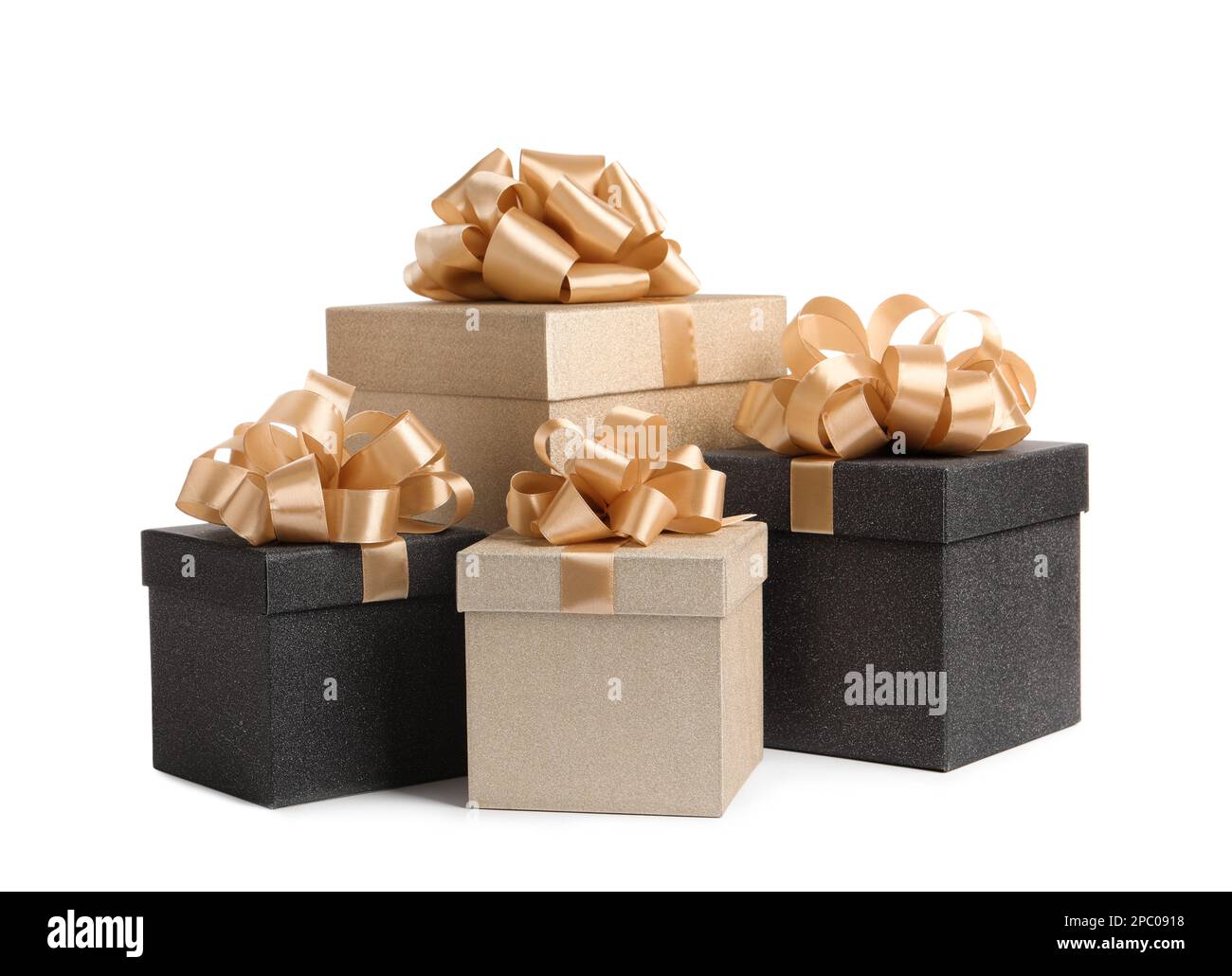 Many beautiful gift boxes on white background Stock Photo - Alamy