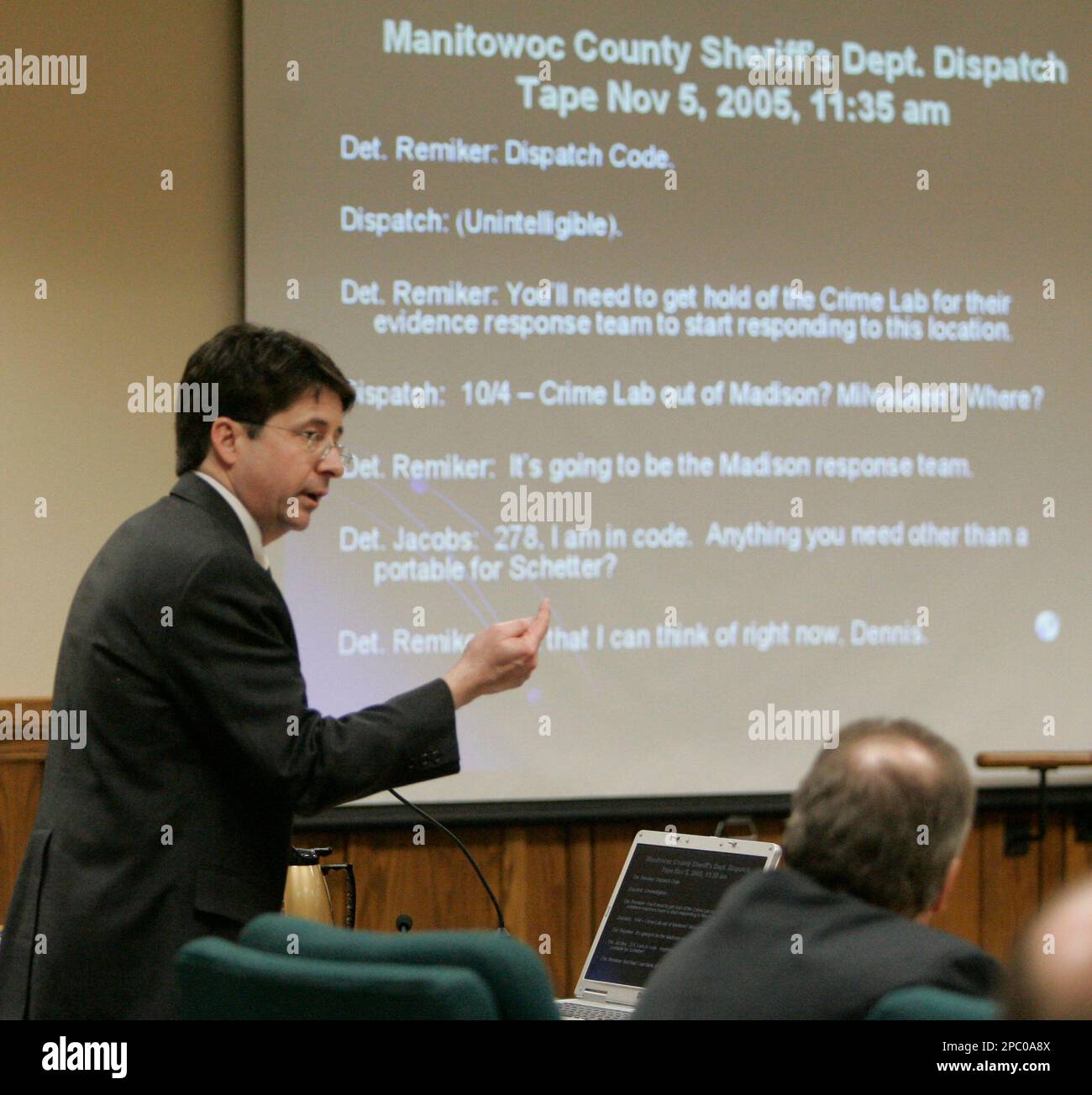Steven Avery's attorney Dean Strang, left, makes his opening statement ...