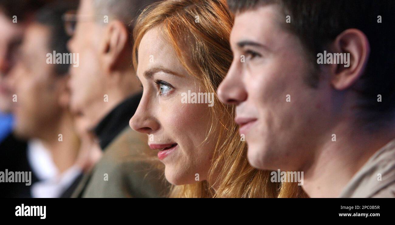 French actors Johan Libereau and Julie Depardieu, from right, pose ...