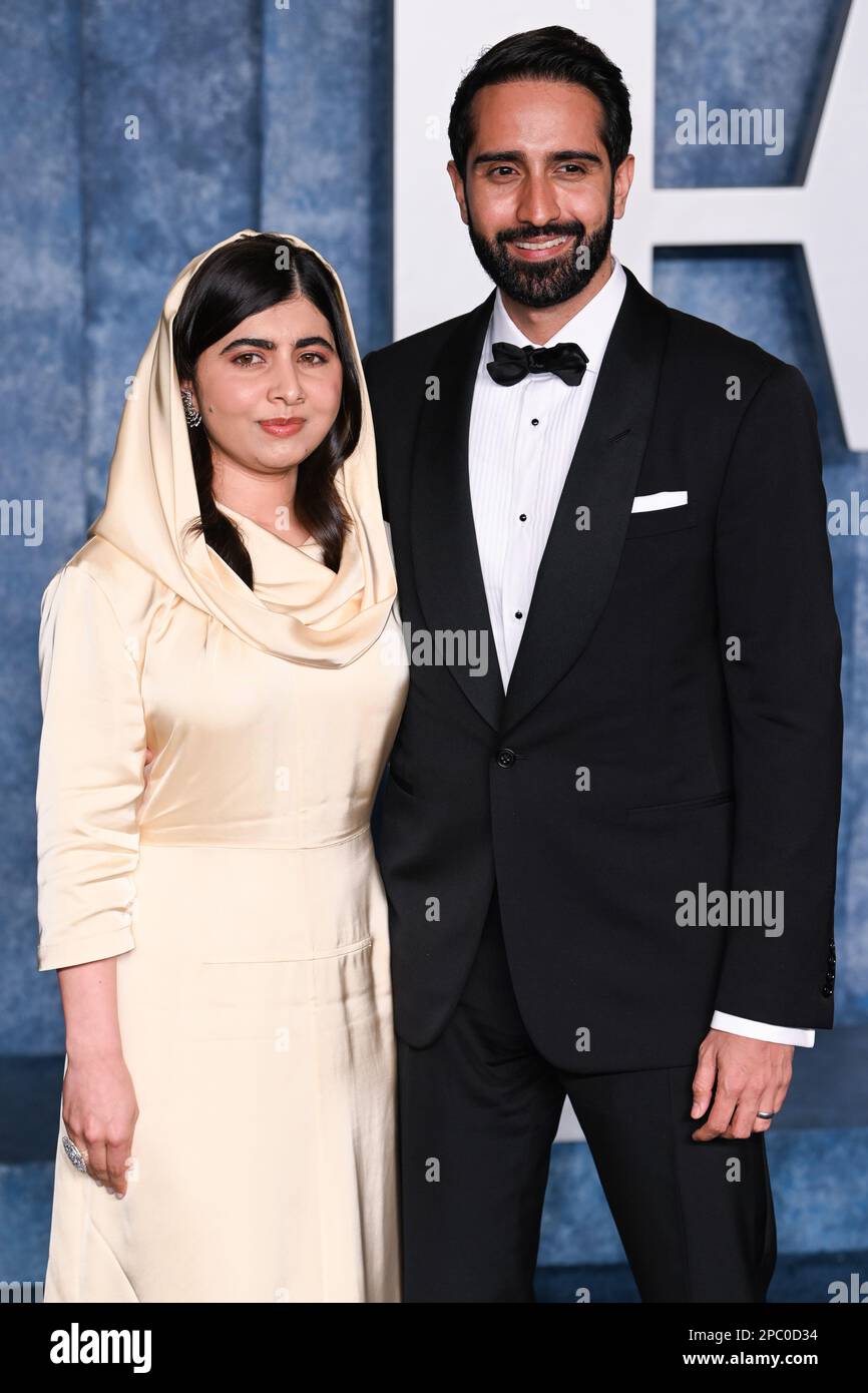 Los Angeles, USA. 13th Mar, 2023. Malala Yousafzai and Asser Malik ...