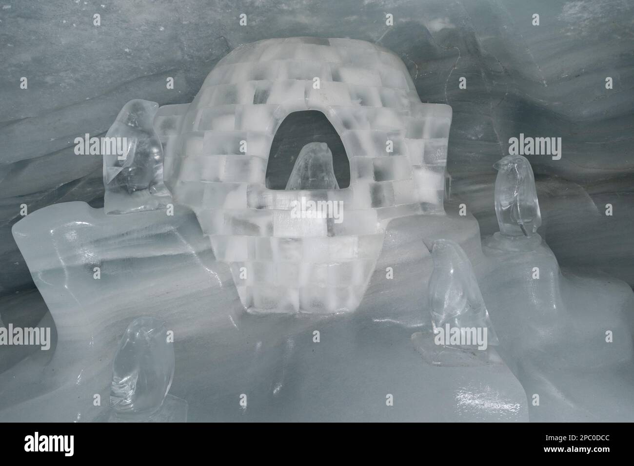 Jungfraujoch, Canton Bern, Switzerland, February 11, 2023 Ice sculpture ...