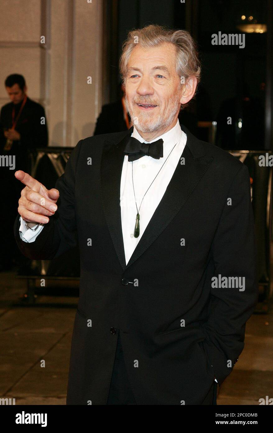 British actor Ian McKellen arrives for the BAFTA film awards ceremony ...