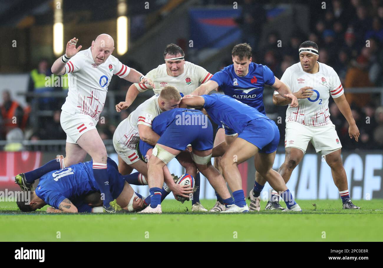 L-R England's Dan Cole England's Jamie George and England's Mako ...