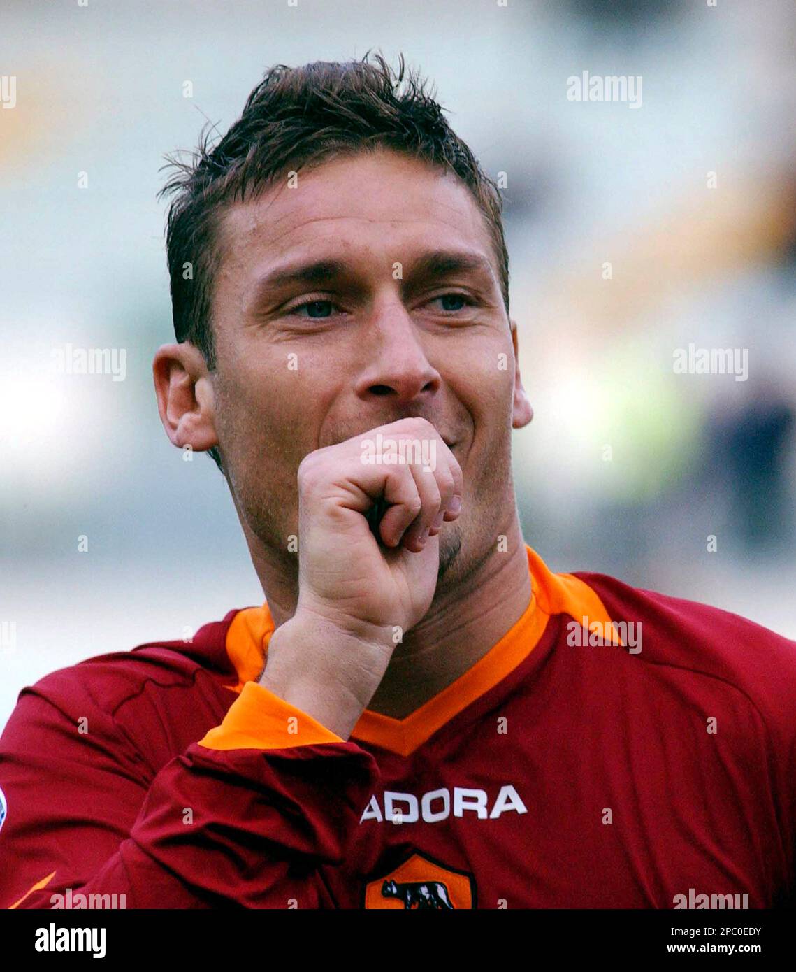 AS Roma soccer star Francesco Totti celebrates after scoring against ...