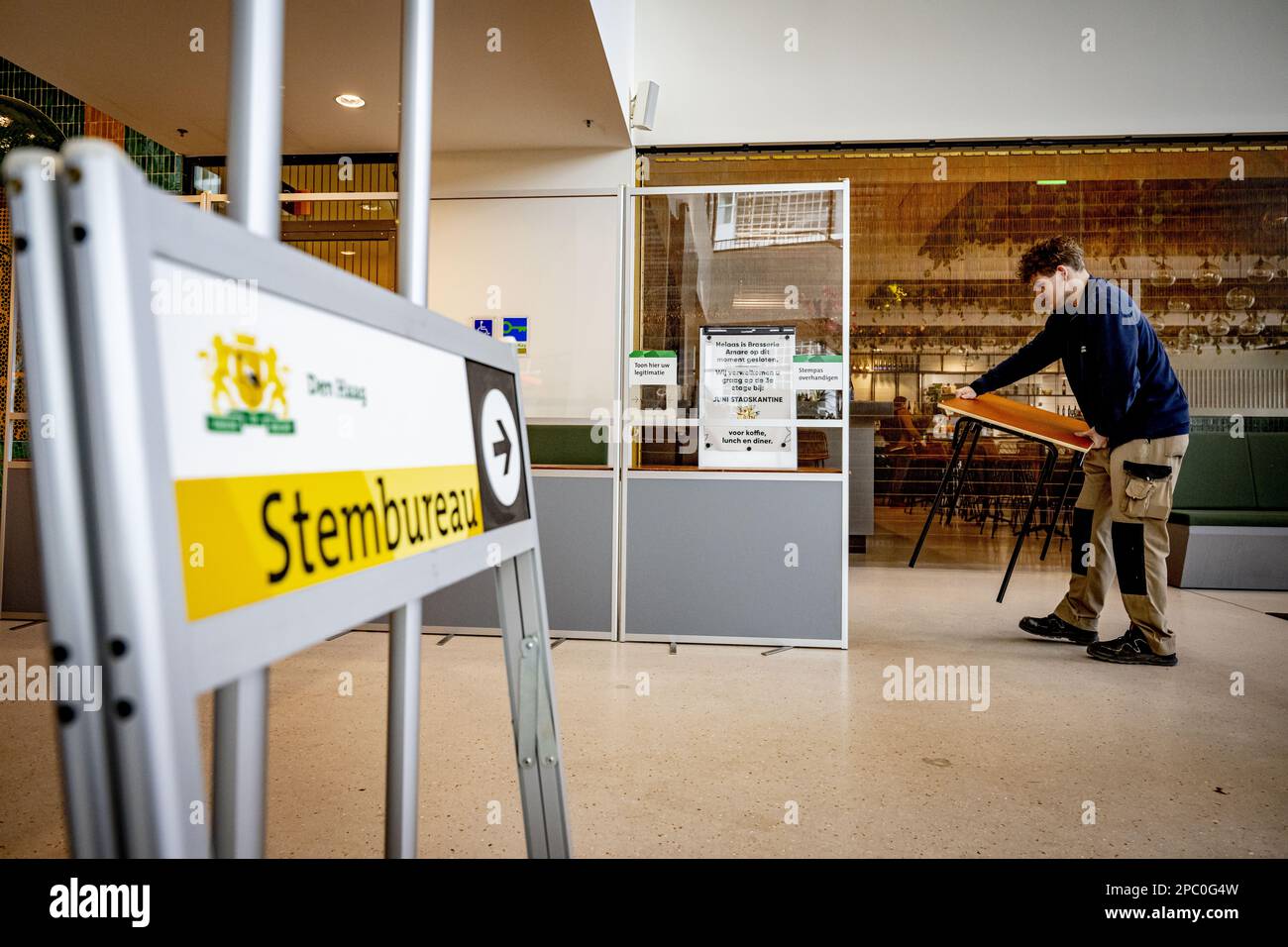 THE HAGUE - The construction of a polling station in Amare concert hall ...