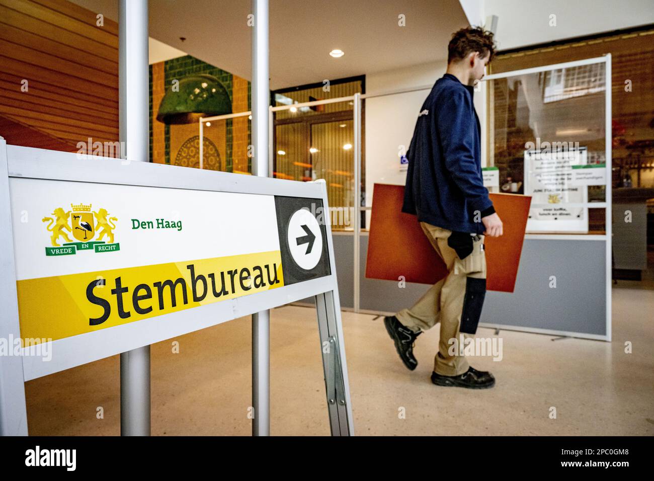 THE HAGUE - The construction of a polling station in Amare concert hall ...