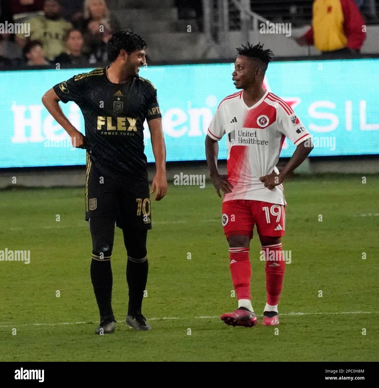 March 12, 2023: Carlos Vela, LAFC captain and Latif Blessing, former ...