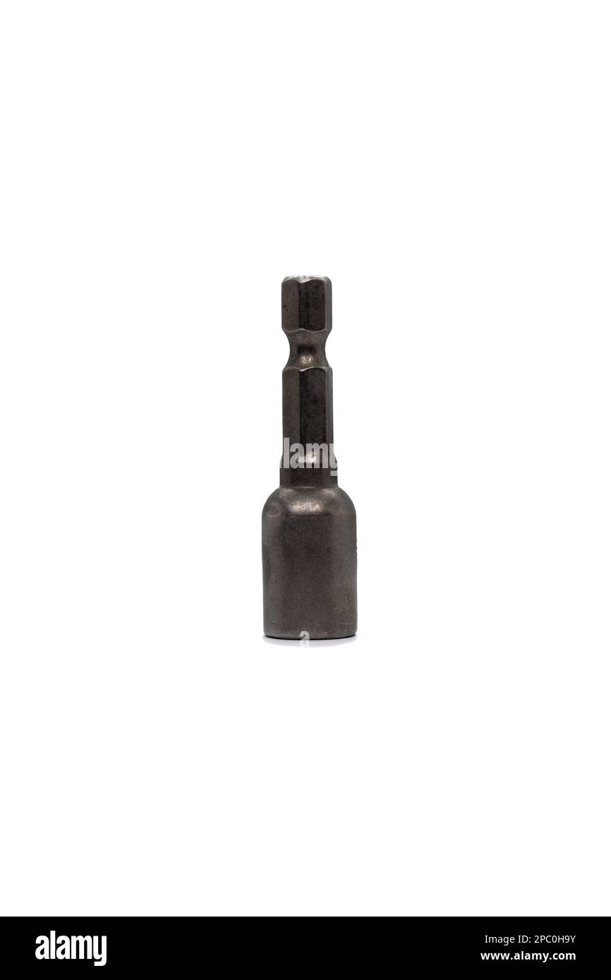 Hex drive magnetic socket, bit for the power drill, isolated on white ...