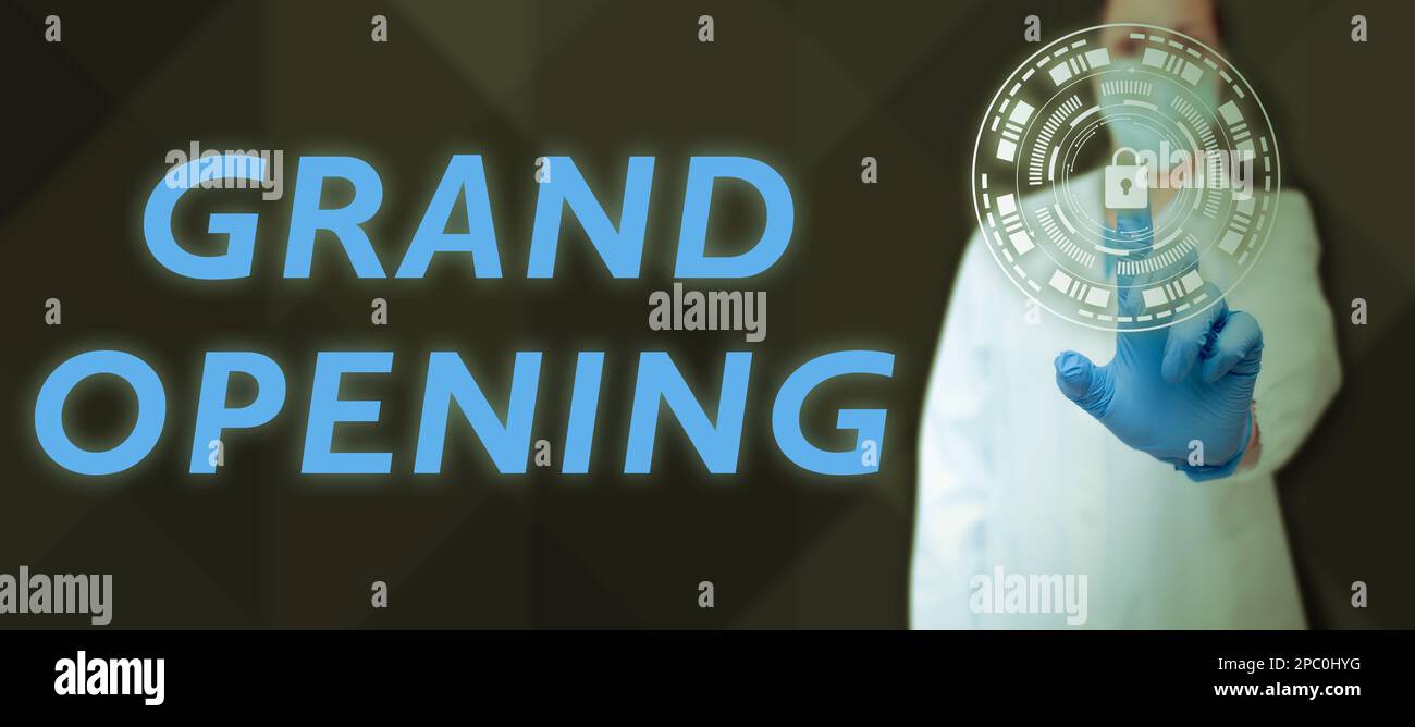 Sign displaying Grand Opening. Business approach Ribbon Cutting New ...