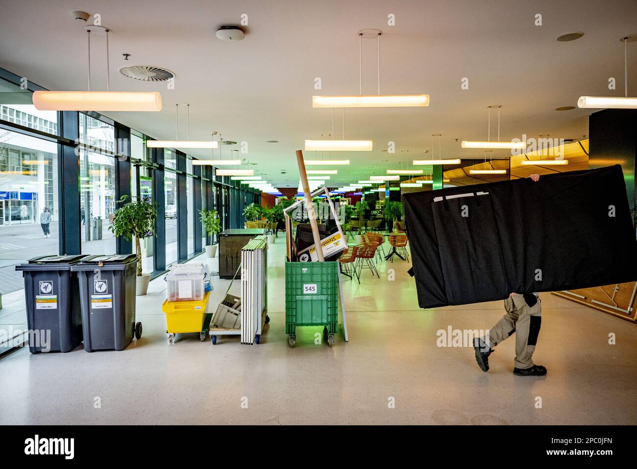 THE HAGUE - The construction of a polling station in Amare concert hall ...