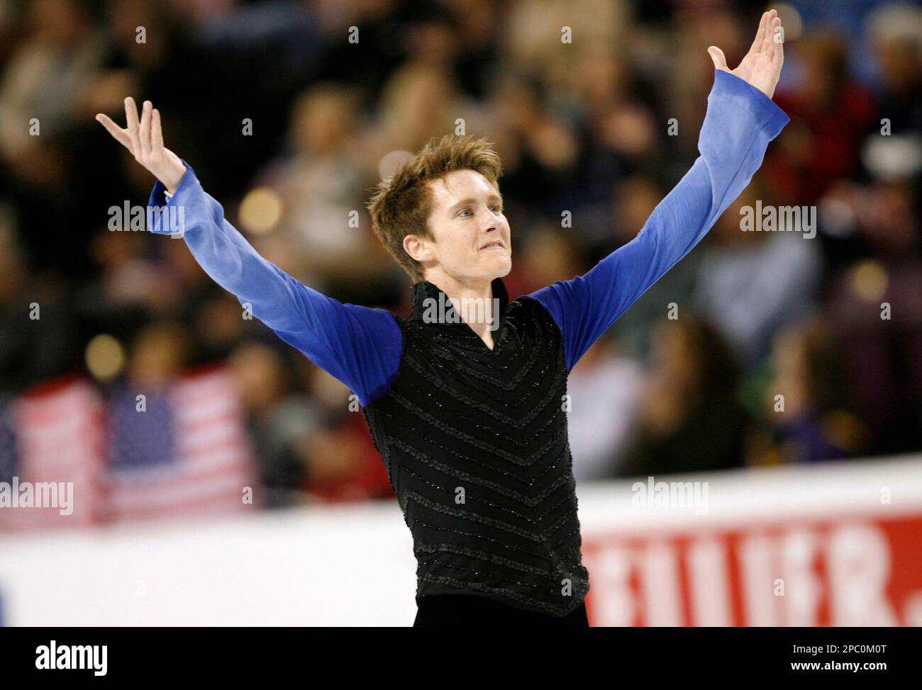 Jeremy Abbott, of the United States, reacts after his third-place ...