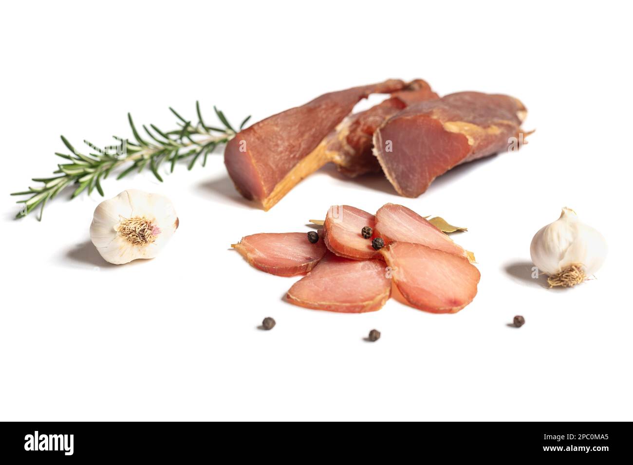 Dried pork meat isolated on white background Stock Photo - Alamy