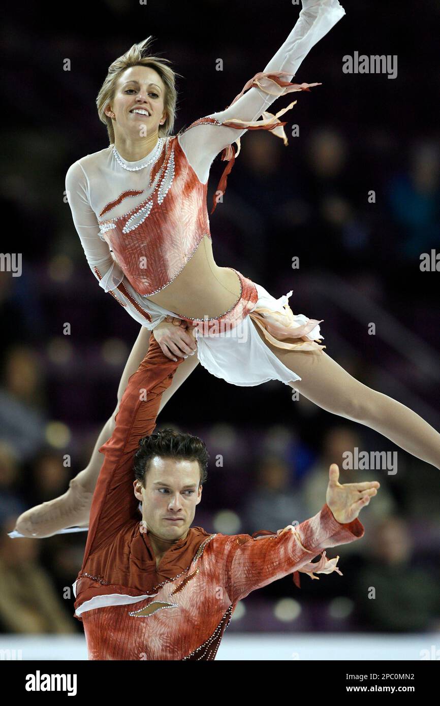 Craig Buntin, bottom, hoists his partner Valerie Marcoux, in the air ...