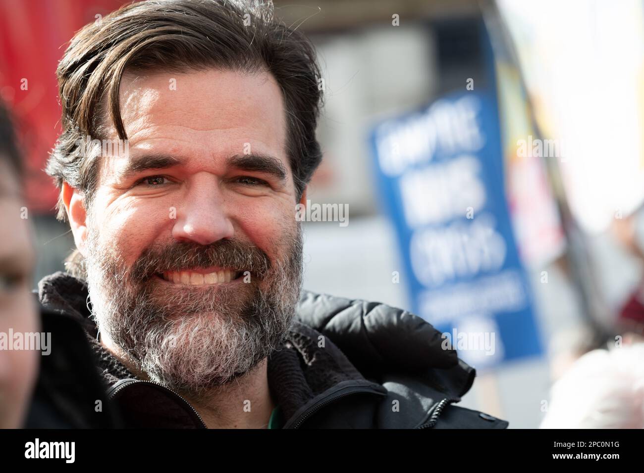 London, UK. 11 March, 2023. Comedian, actor and activist Rob Delaney ...