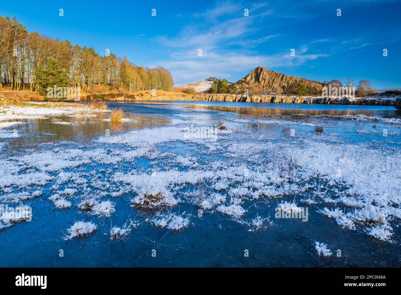 England, Northumberland, Hadrian's Wall. A mid-winters day at Cawfields ...