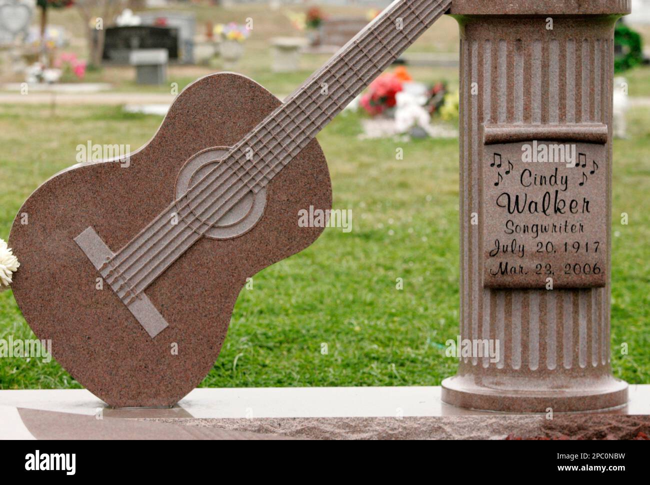 A view of the tombstone of songwriter Cindy Walker in the Mexia ...