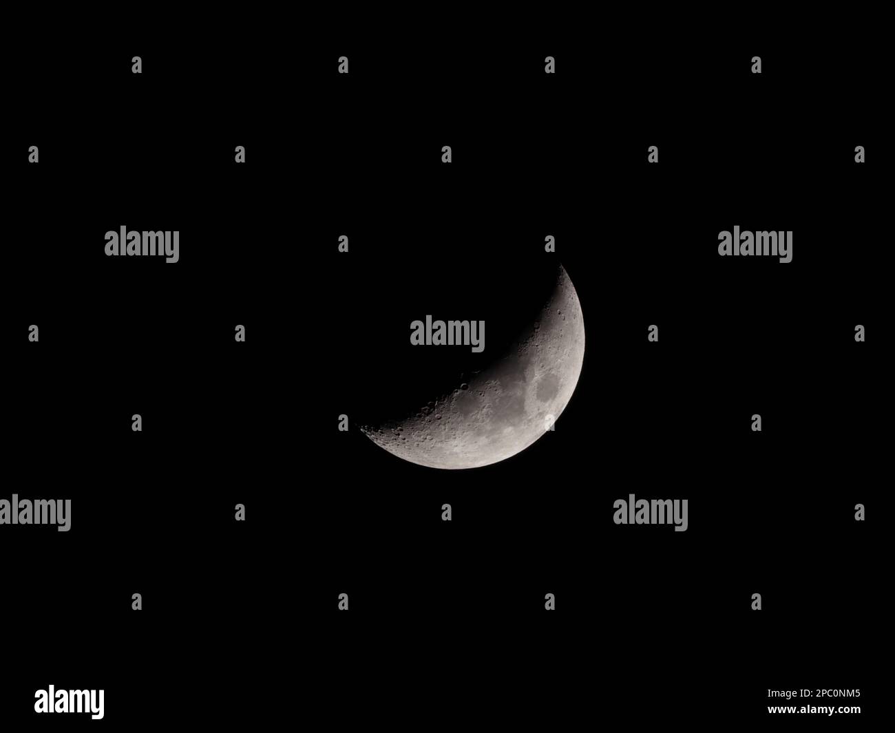 Waxing Crescent Moon over Sussex on February 25th 2023, showing craters ...