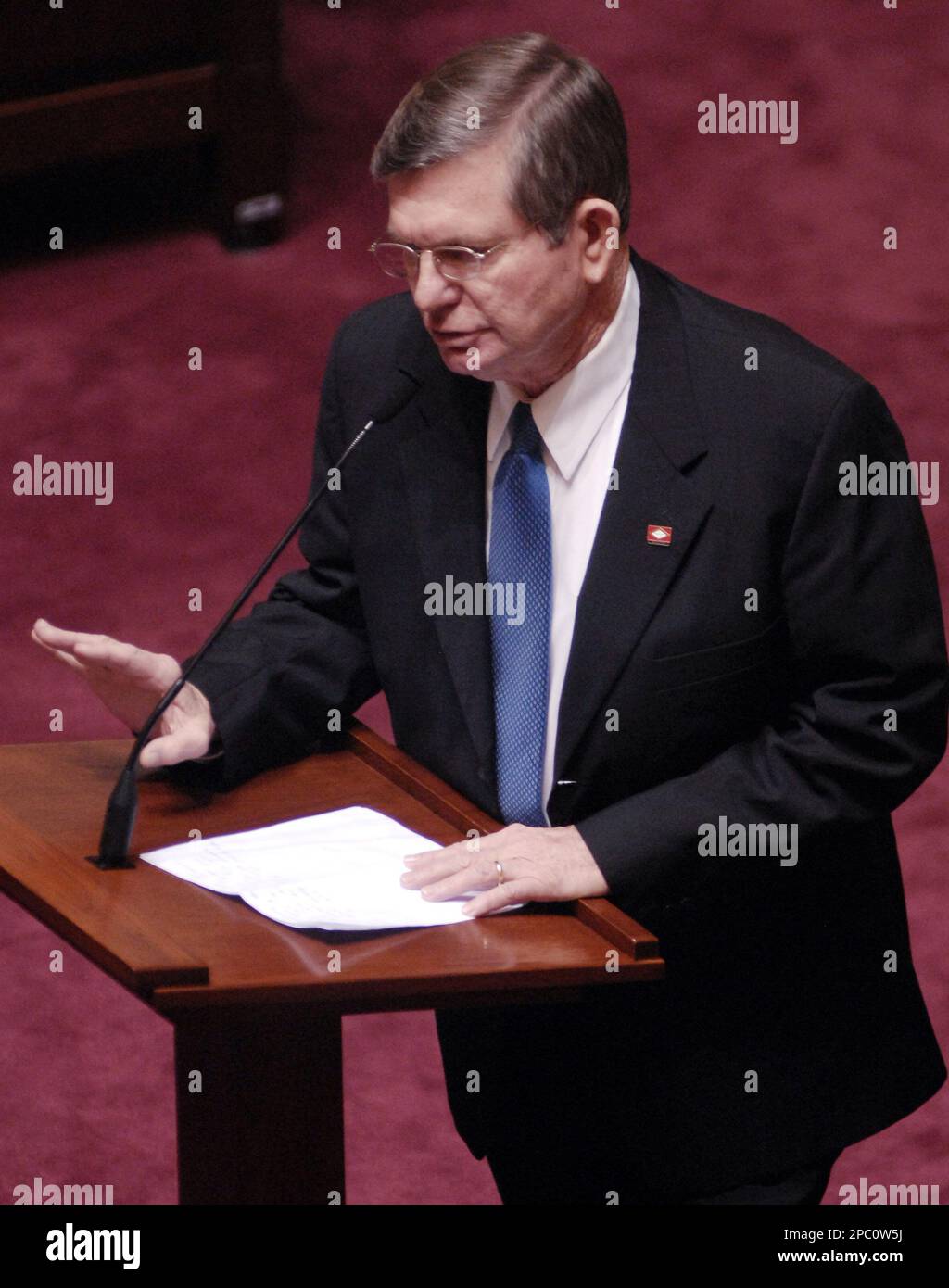Sen. Jerry Taylor, D-Pine Bluff, speaks on his bill that takes away the ...