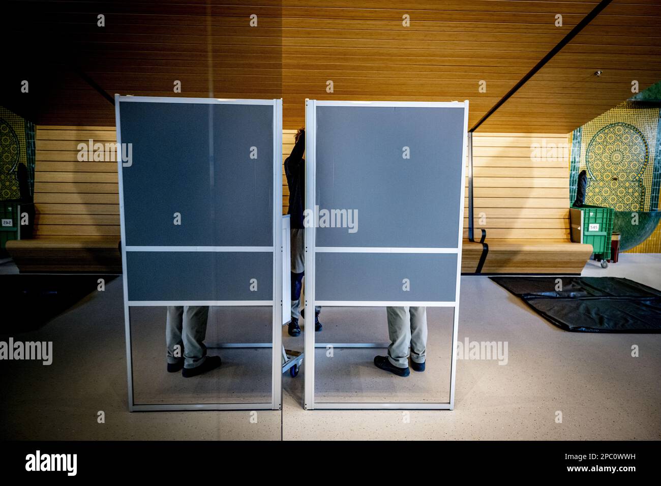 THE HAGUE - The construction of a polling station in Amare concert hall ...