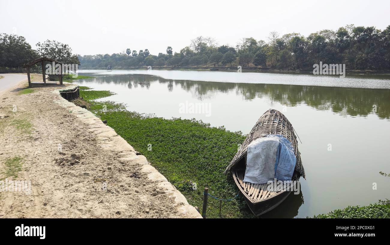 View of Wooden Boat Park in the Small Pond Near Gour, Malda, West ...