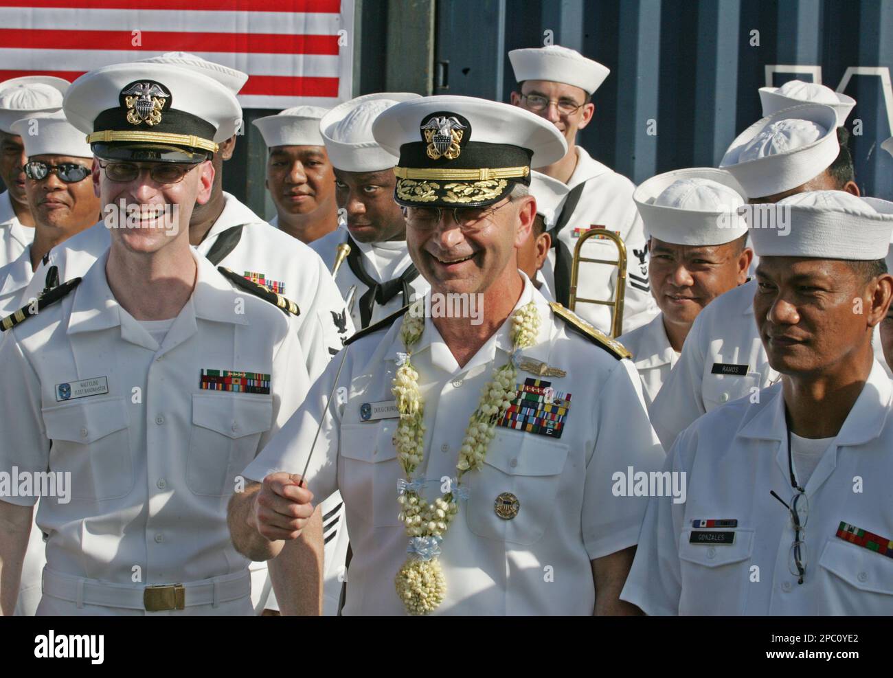US Vice-Admiral Doug Crowder center, Commander of the U.S. Seventh ...
