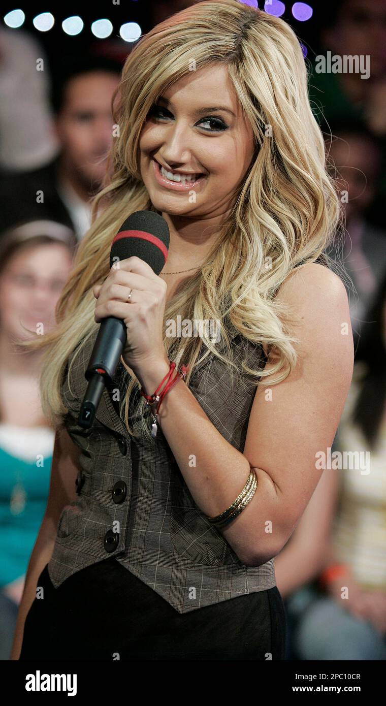 Singer Ashley Tisdale appears on stage during MTV's "Total Request Live ...