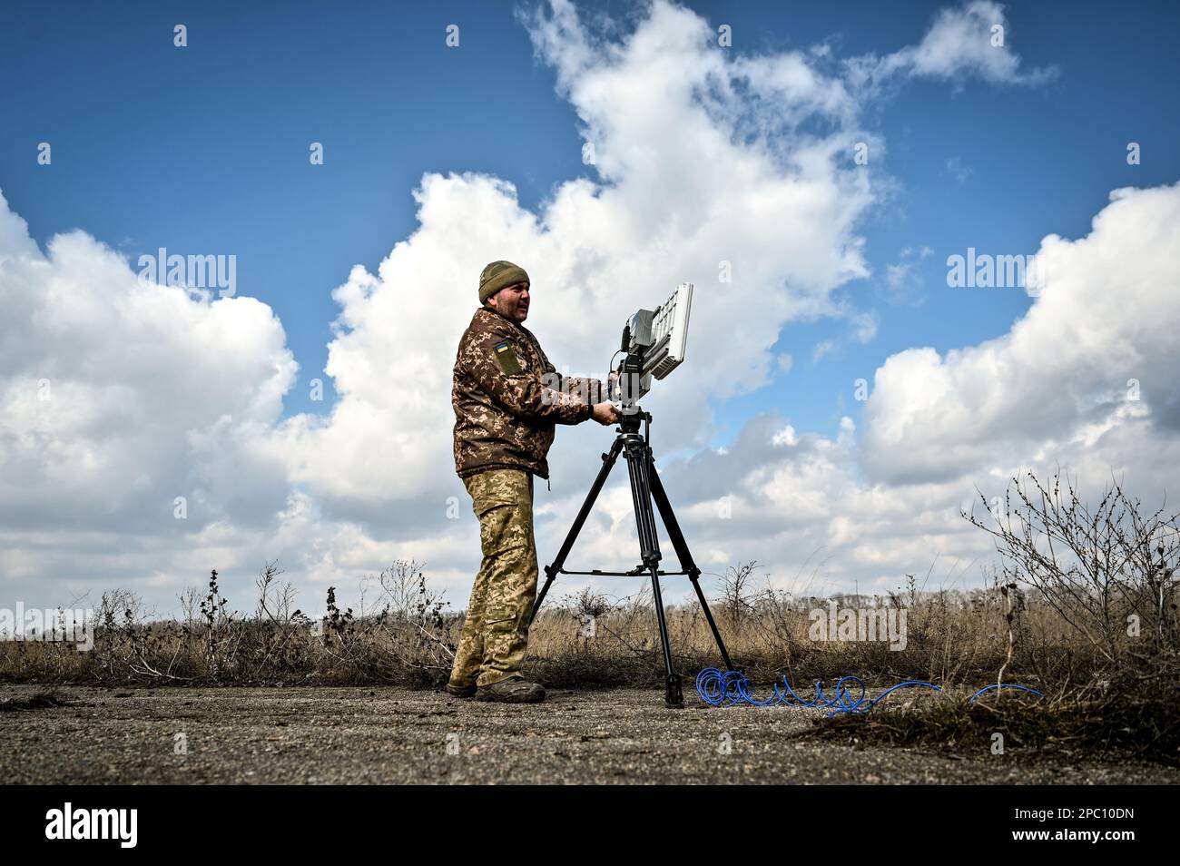 ZAPORIZHZHIA REGION, UKRAINE - MARCH 7, 2023 - A serviceman of the ...