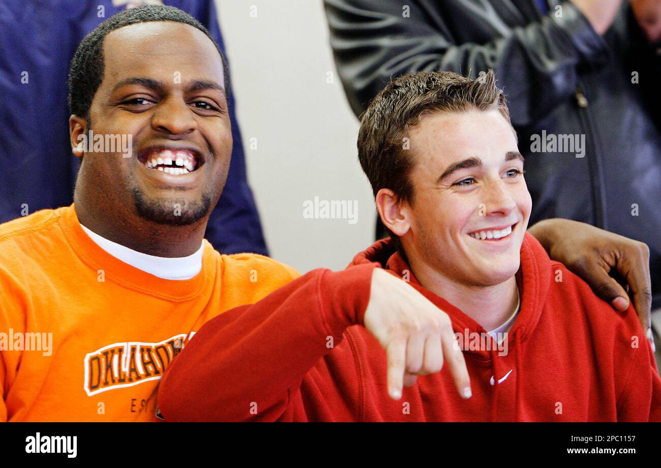 Heritage Hall's Quinton Prince, left, and Jimmy Stevens joke around ...