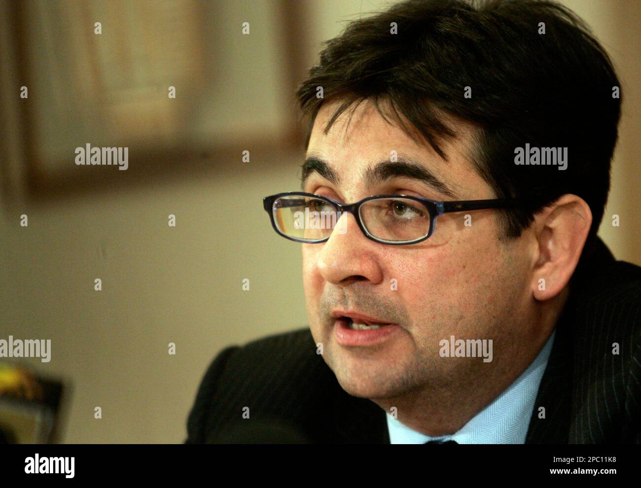 Italian FIGC soccer federation commissioner Luca Pancalli speaks to ...