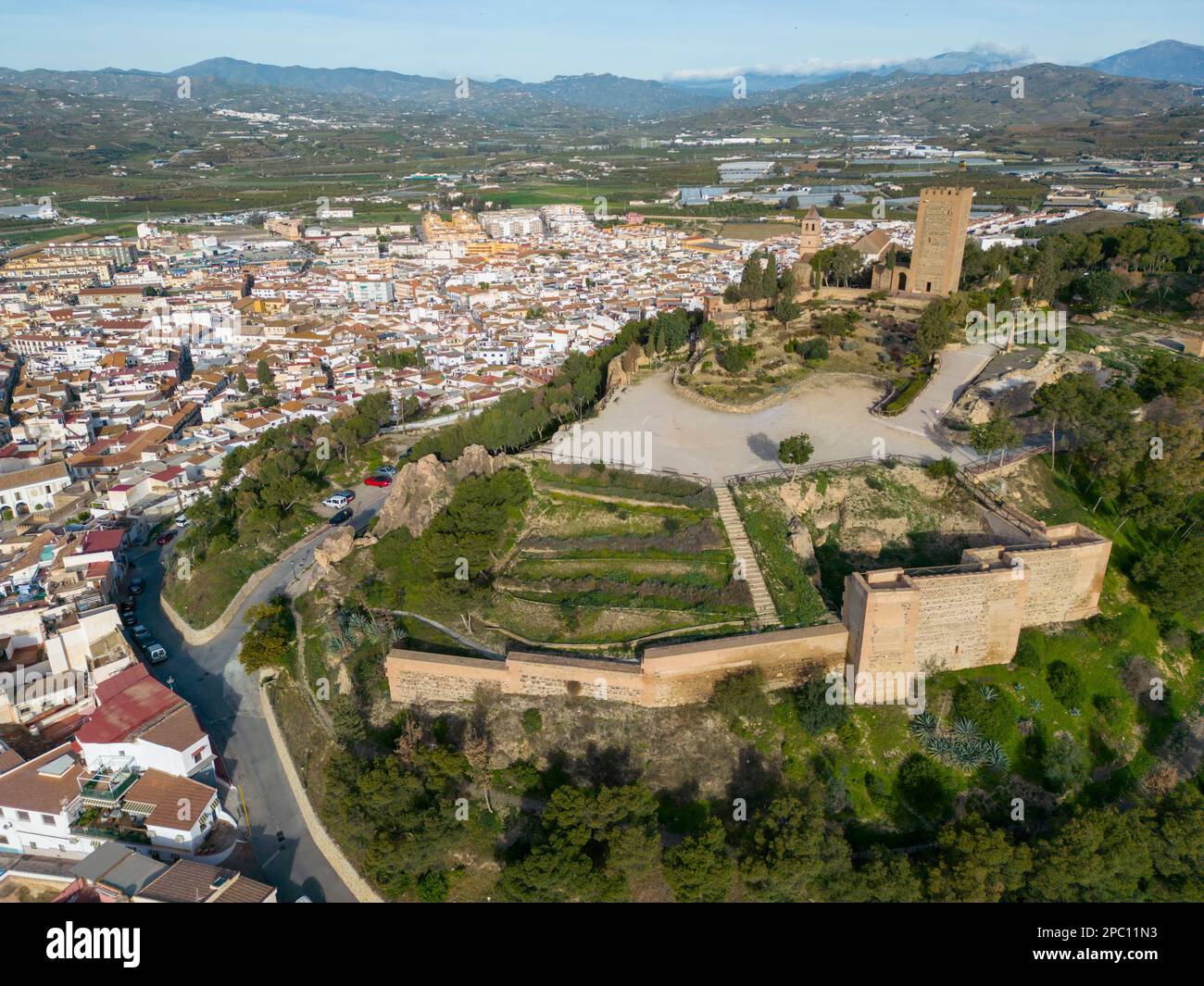 aerial view of the old Moorish castle in the municipality of Velez ...
