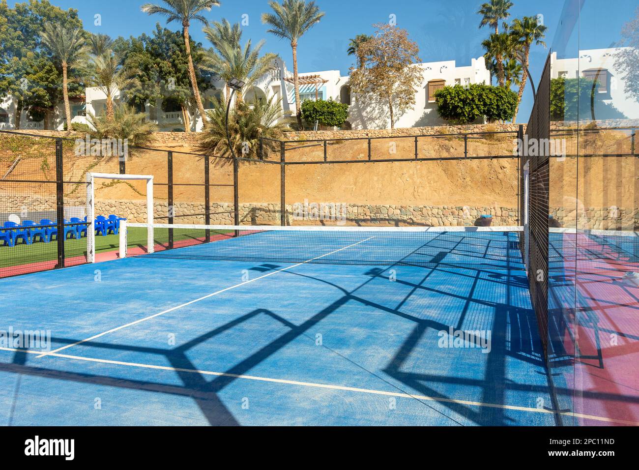 Tennis court in recreation area in Egypt hotel Stock Photo - Alamy