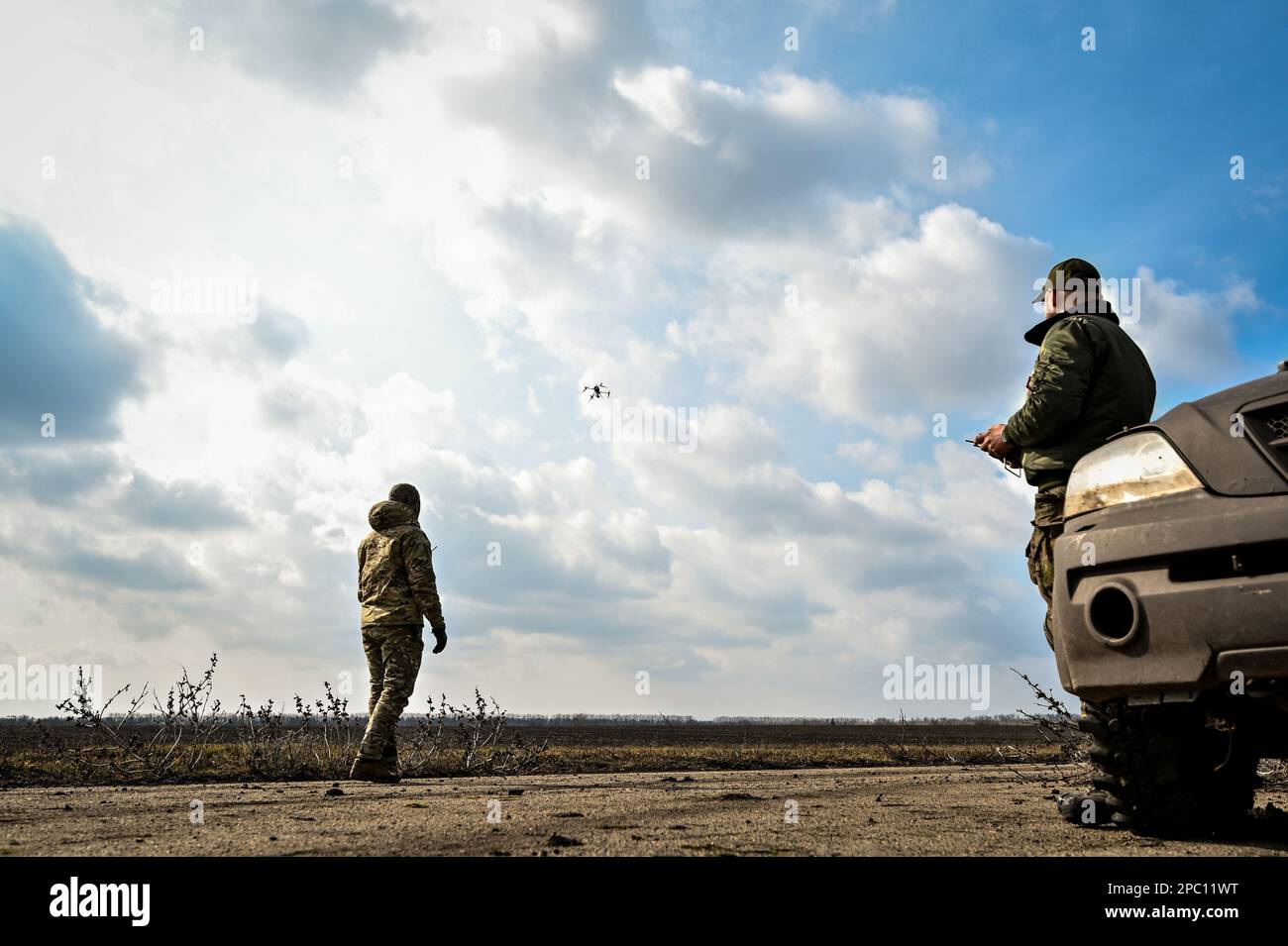 ZAPORIZHZHIA REGION, UKRAINE - MARCH 7, 2023 - A serviceman of the ...