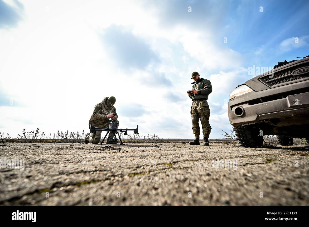 ZAPORIZHZHIA REGION, UKRAINE - MARCH 7, 2023 - A serviceman of the ...