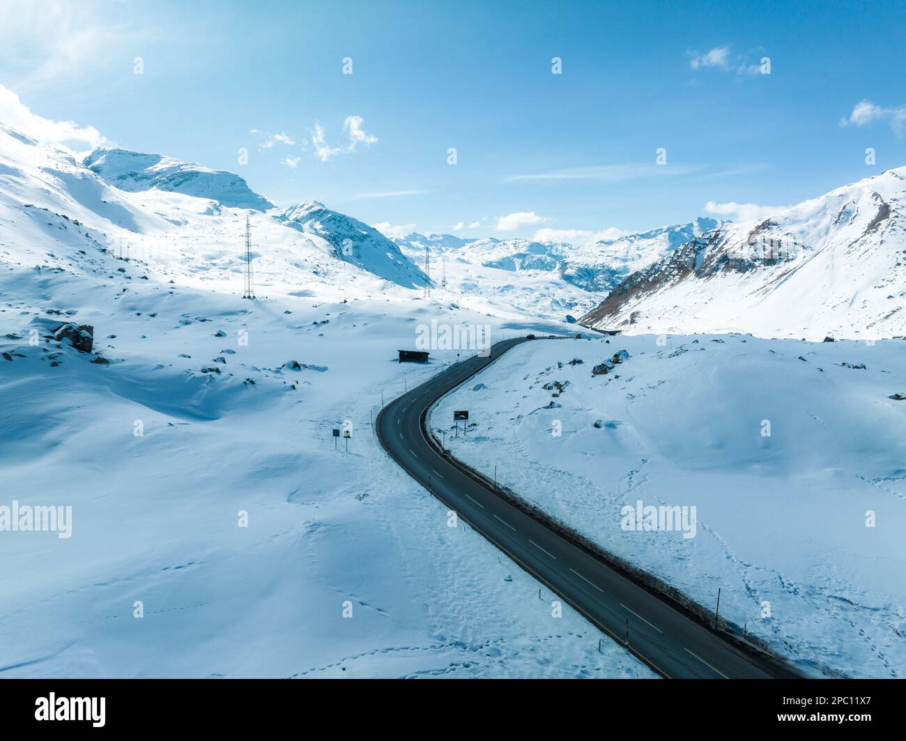 Julier Theater Tower on the Julier Pass in winter. Canton of ...