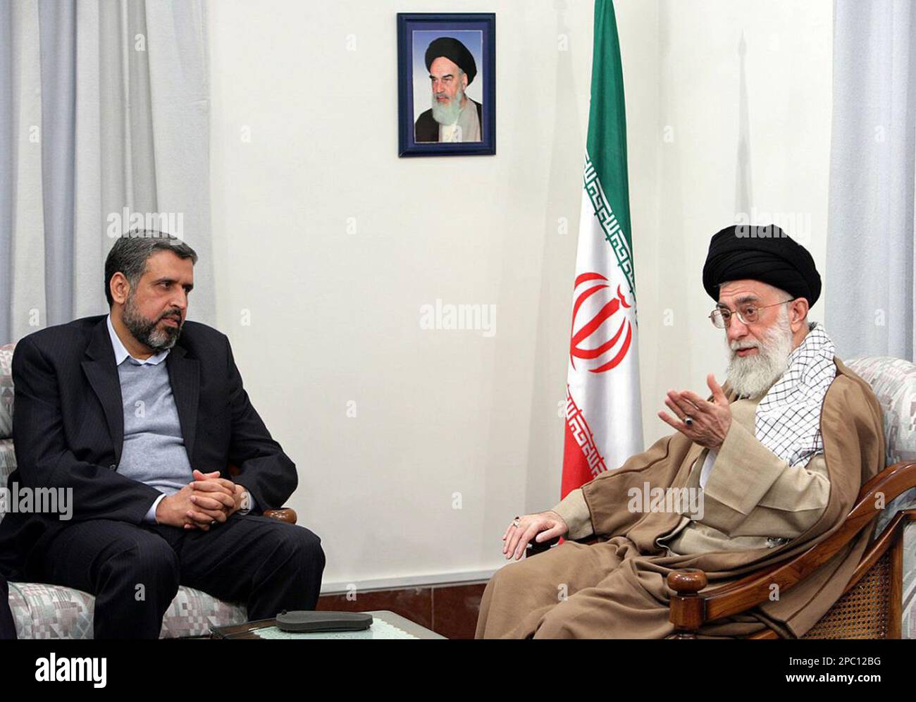 Under a picture of the Iranian late revolutionary founder Ayatollah ...