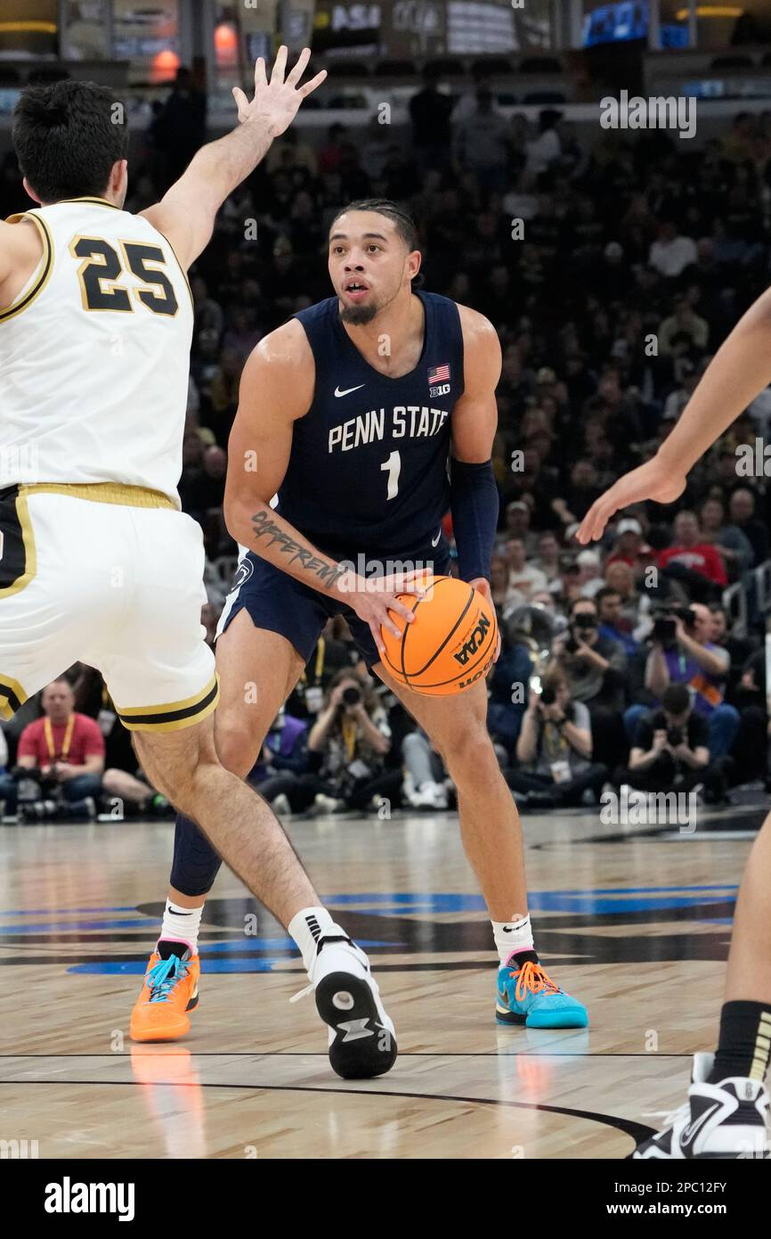 Penn State's Seth Lundy looks to pass during an NCAA college basketball ...
