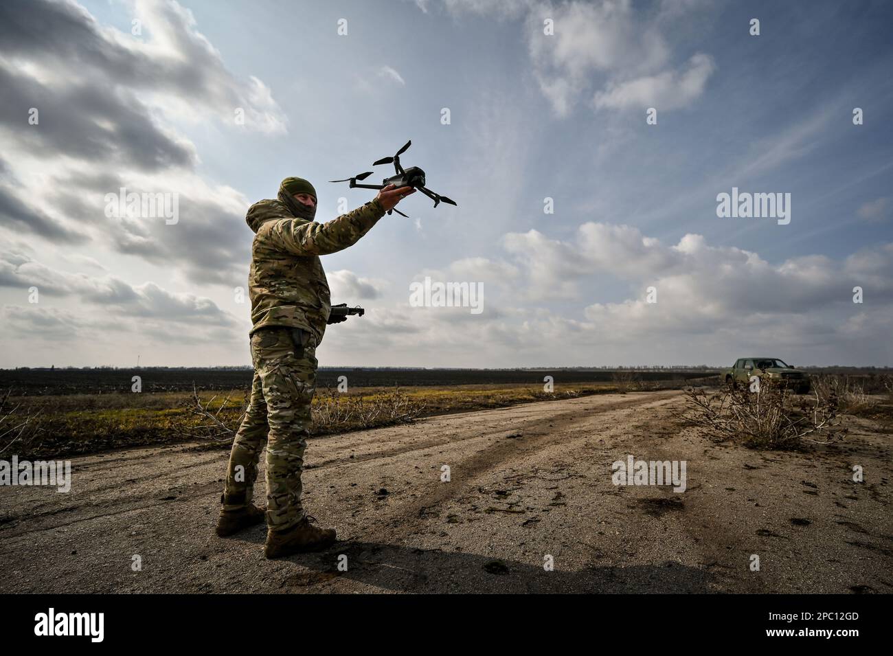 ZAPORIZHZHIA REGION, UKRAINE - MARCH 7, 2023 - A serviceman of the ...