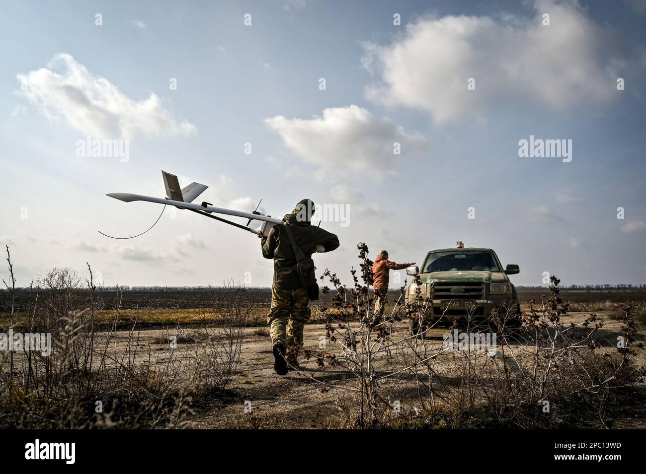 ZAPORIZHZHIA REGION, UKRAINE - MARCH 7, 2023 - Servicemen of the aerial ...