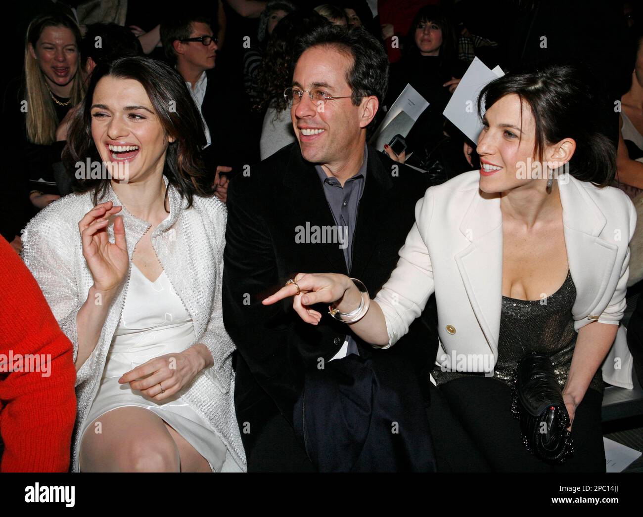 Actress Rachel Weisz, left, shares a laugh with comedian Jerry Seinfeld ...
