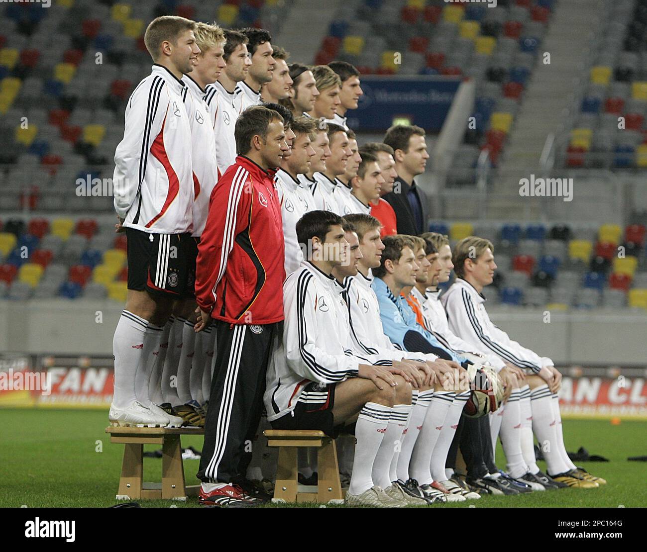 Members of the German national soccer team pose for a group photo in ...
