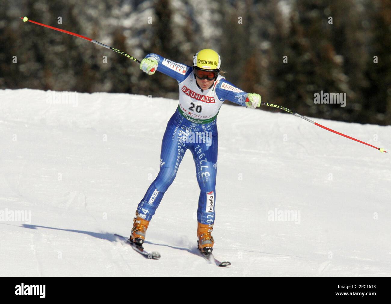 Fraenzi Aufdenblatten of Switzerland competes in the Women's Super-G ...