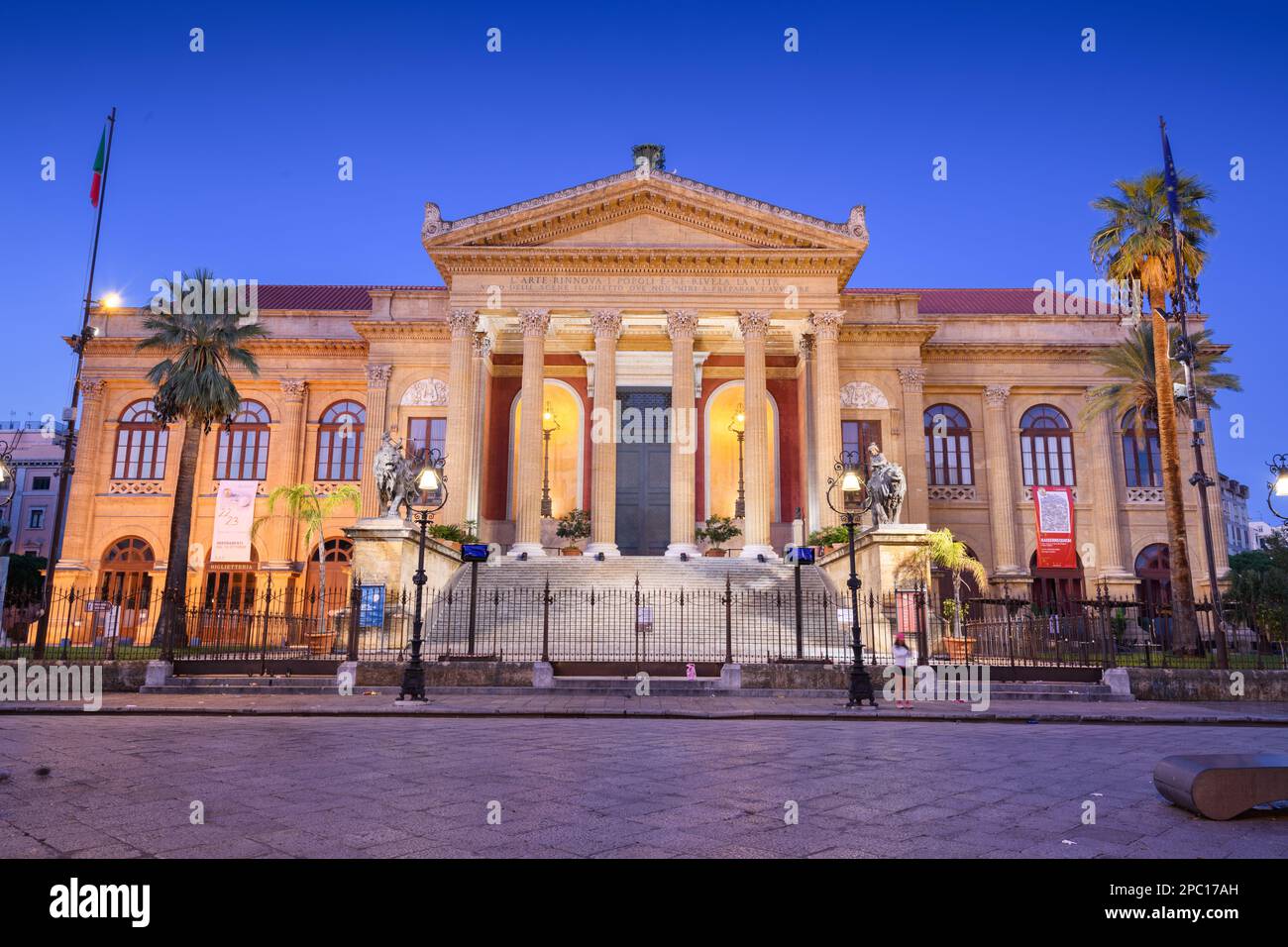 PALERMO, ITALY - NOVEMBER 10, 2022: Massimo Theater at twilight. The ...