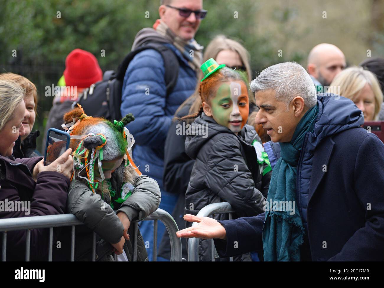 Sadiq Khan (Mayor of London) taking part in the St Patrick's Day Parade ...