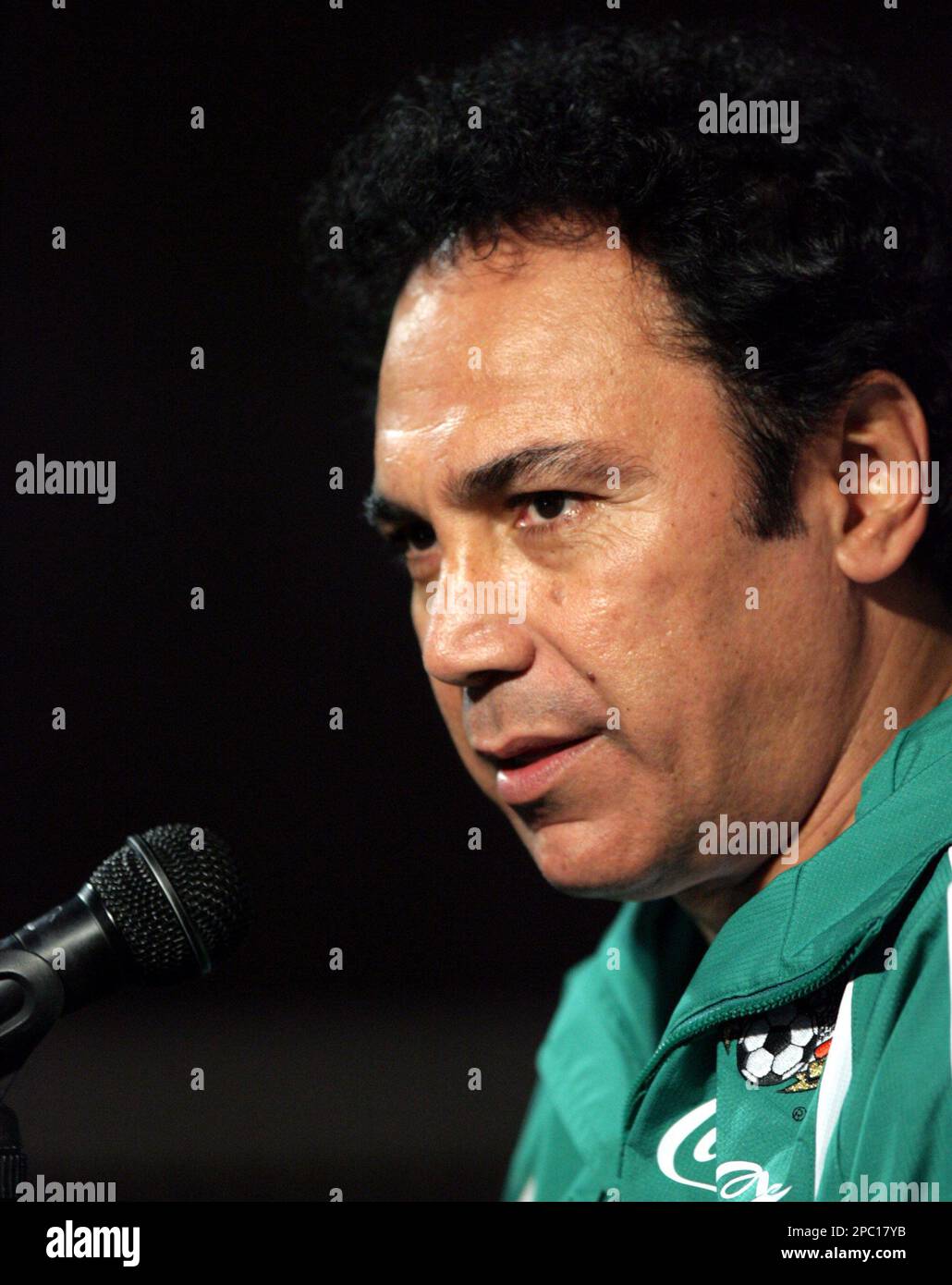 Mexico national team soccer coach Hugo Sanchez answers reporters ...