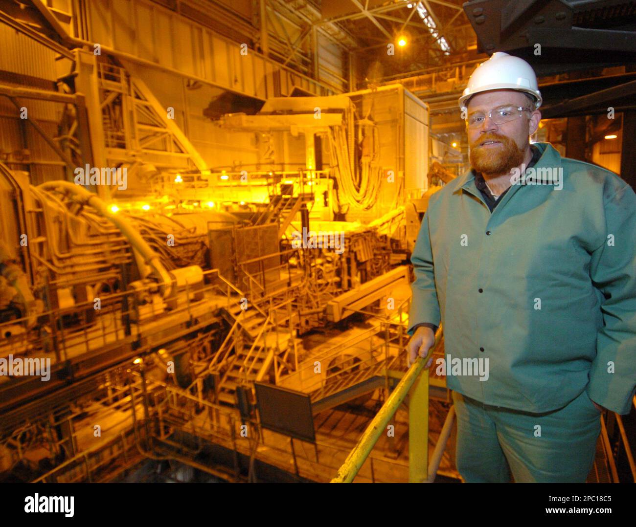 Mark Trapp, of Wheeling-Pittsburgh Steel Corp., stands in front of the ...