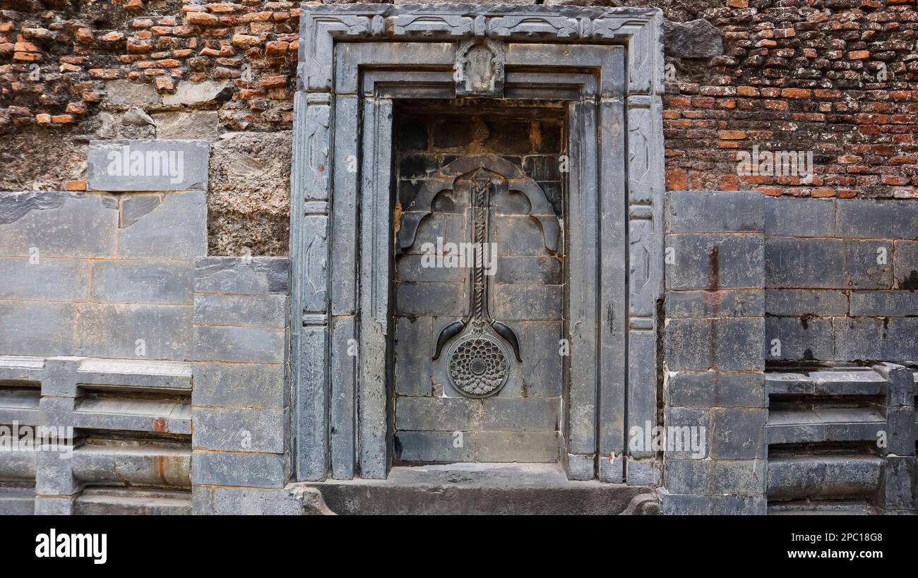 Mosque Symbol and Hindi God Ruin Sculpture on Adina Mosque, West Bengal ...