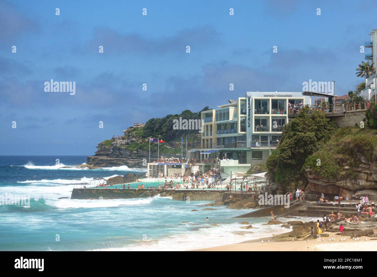 People enjoying the rock pool at the Bondi Icebergs Swimming Club in ...
