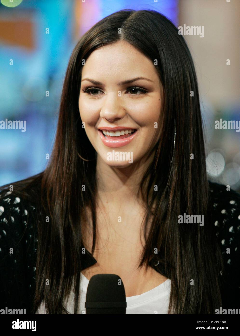 Singer Katharine McPhee, appears on stage during MTV's "Total Request ...