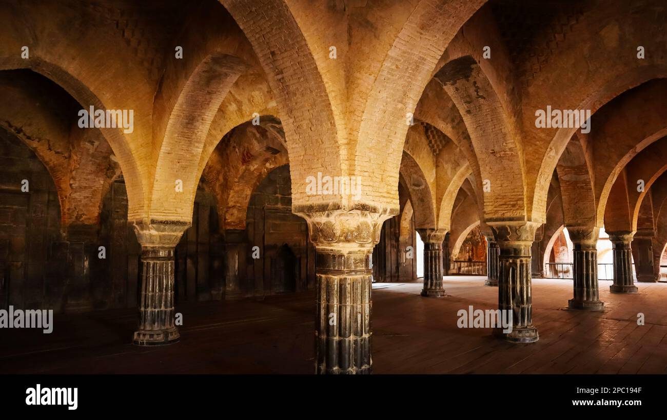 Inside Pillars of Adina Mosque, Adina, West Bengal, India Stock Photo ...